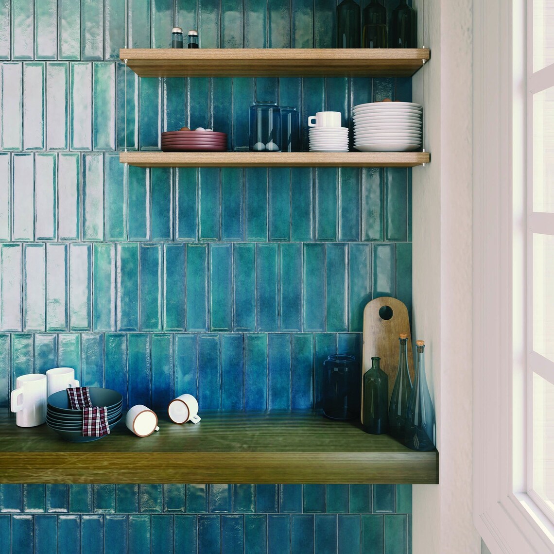 Modern 3X12 Blue Green Subway Ceramic Subway Tile W32RAKUBL0312P26 - Etsy