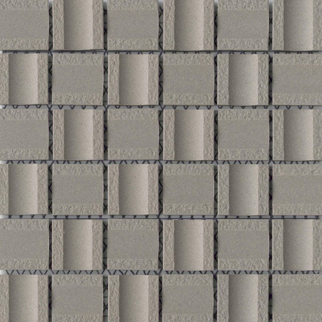 Modern 2X2 Silver Stacked Squares Matte Porcelain Mosaic Tile B2C ...