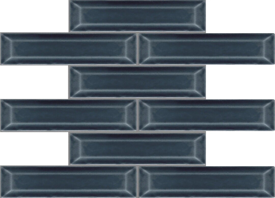 Modern 2X8 Blue Beveled Subway Glossy Ceramic Mosaic Tile ...
