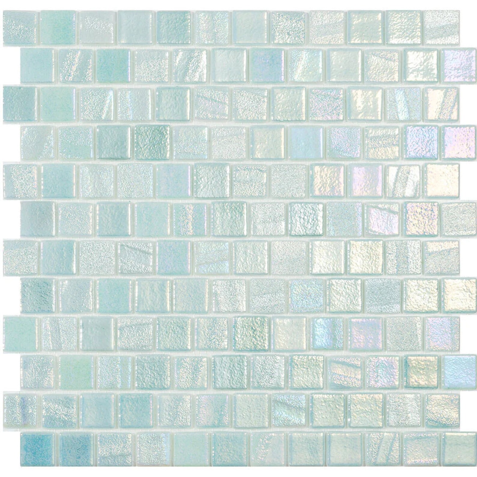 Modern 1X1 Squares Fusion Light Green Staggered Aqua Light Green Glossy ...