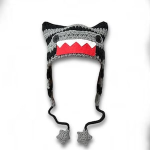 Domo Inspired Crochet Ushanka Trapper Cat Ear Beanie Hat With Ear Flaps ...