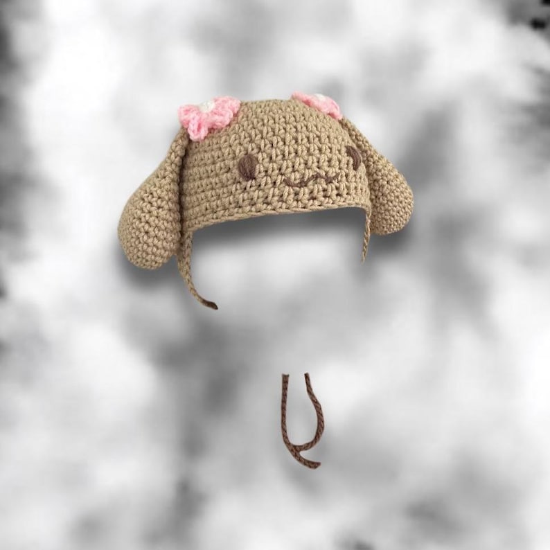 Cinnamoroll Inspired Crochet Bunny Ear Beanie Hat With Ear Flaps and ...