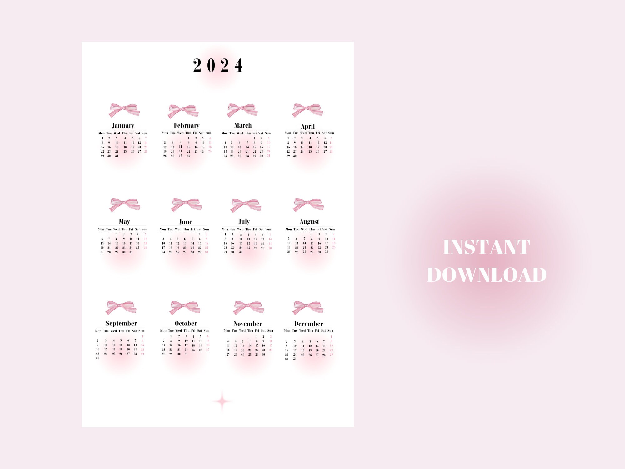 Coquette 2024 Calendar - Etsy