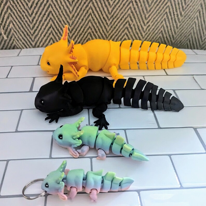 Fidget Flexi Axolotl ,cute Axolotl 3D Printed, Fidget Toy, Desktop Toy ...