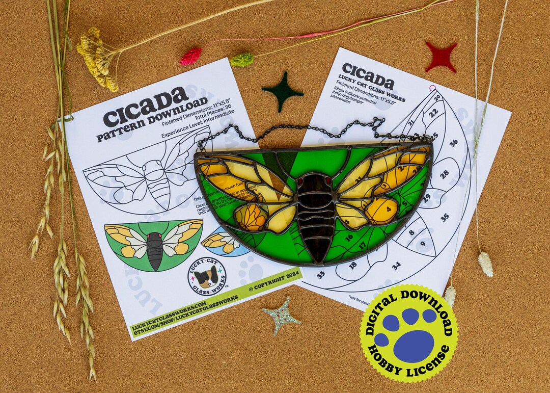Cicada • Stained Glass Pattern • Digital Download • HOBBY LICENSE - Etsy