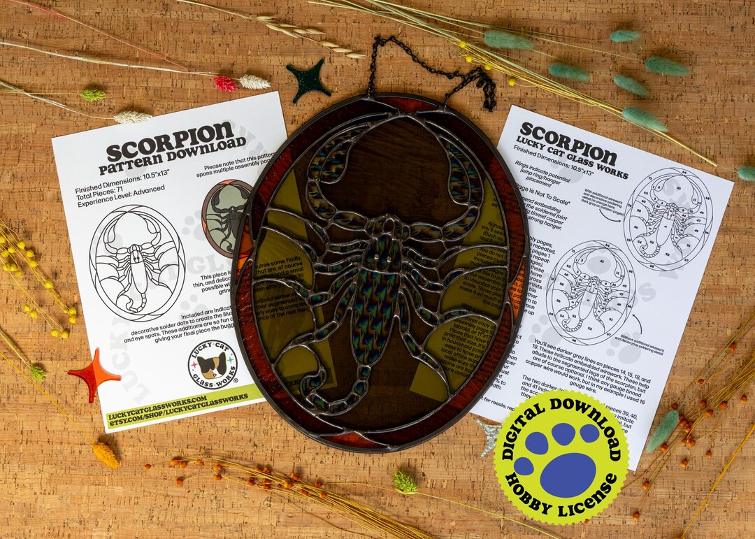Scorpion • Stained Glass Pattern • Digital Download • HOBBY LICENSE - Etsy