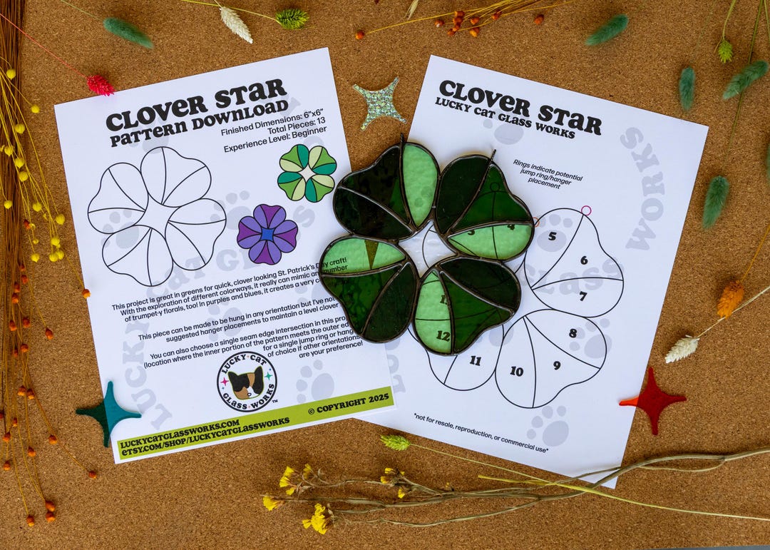 Clover Star • Stained Glass Pattern • Digital Download • HOBBY LICENSE ...