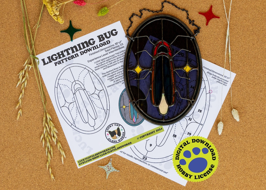 Lightning Bug • Stained Glass Pattern • Digital Download • HOBBY ...
