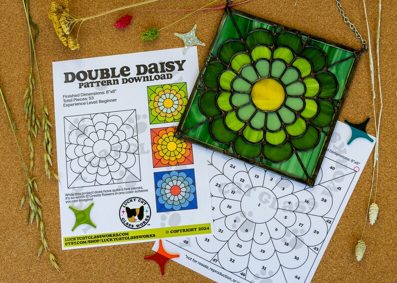 Double Daisy Stained Glass Pattern Digital Download HOBBY LICENSE - Etsy