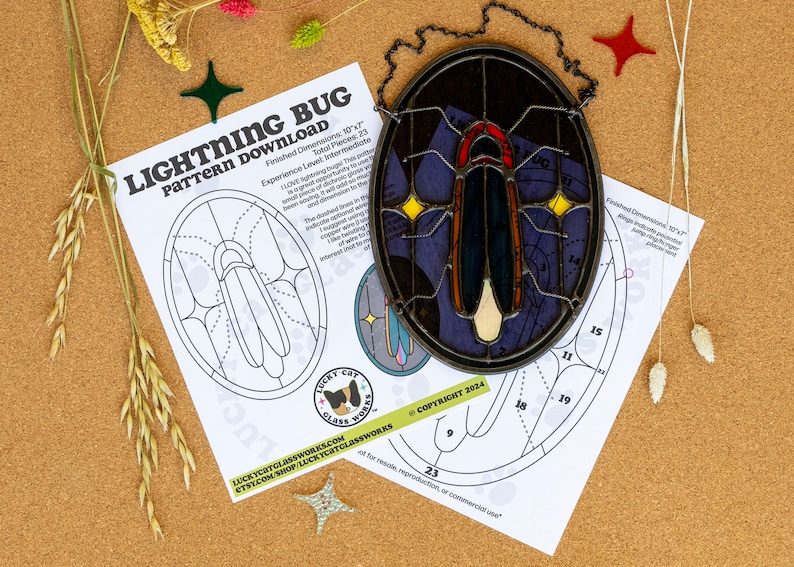 Lightning Bug • Stained Glass Pattern • Digital Download • HOBBY ...