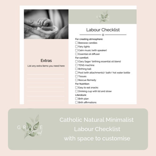 Printable Labour/birth Checklist Catholic Birth Minimalist Essentials ...