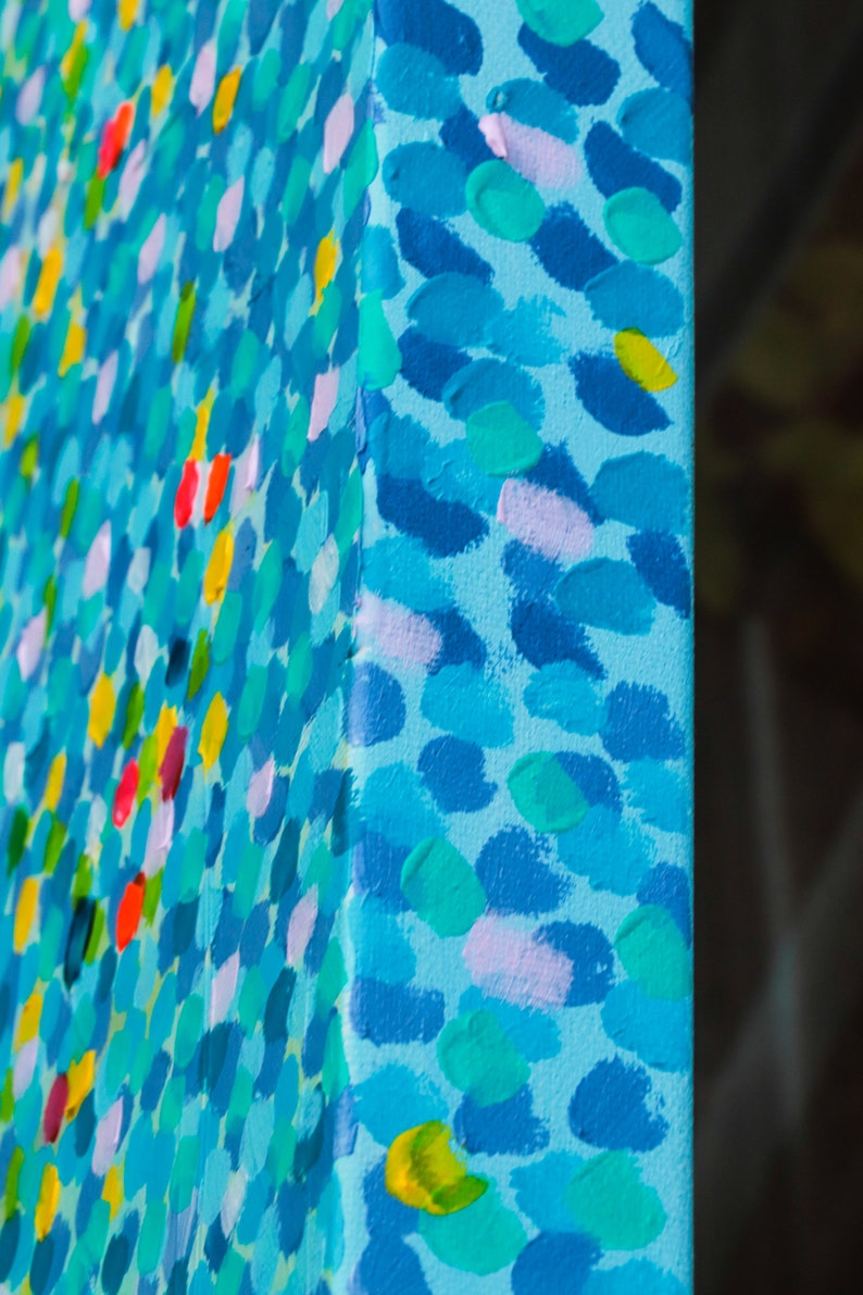 Vase With Flowers - Impressionist Painting, Pointillism Art. Original ...