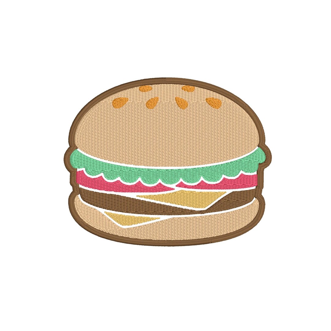 Hamburger Embroidery Design: Food Machine Embroidery (instant Download ...