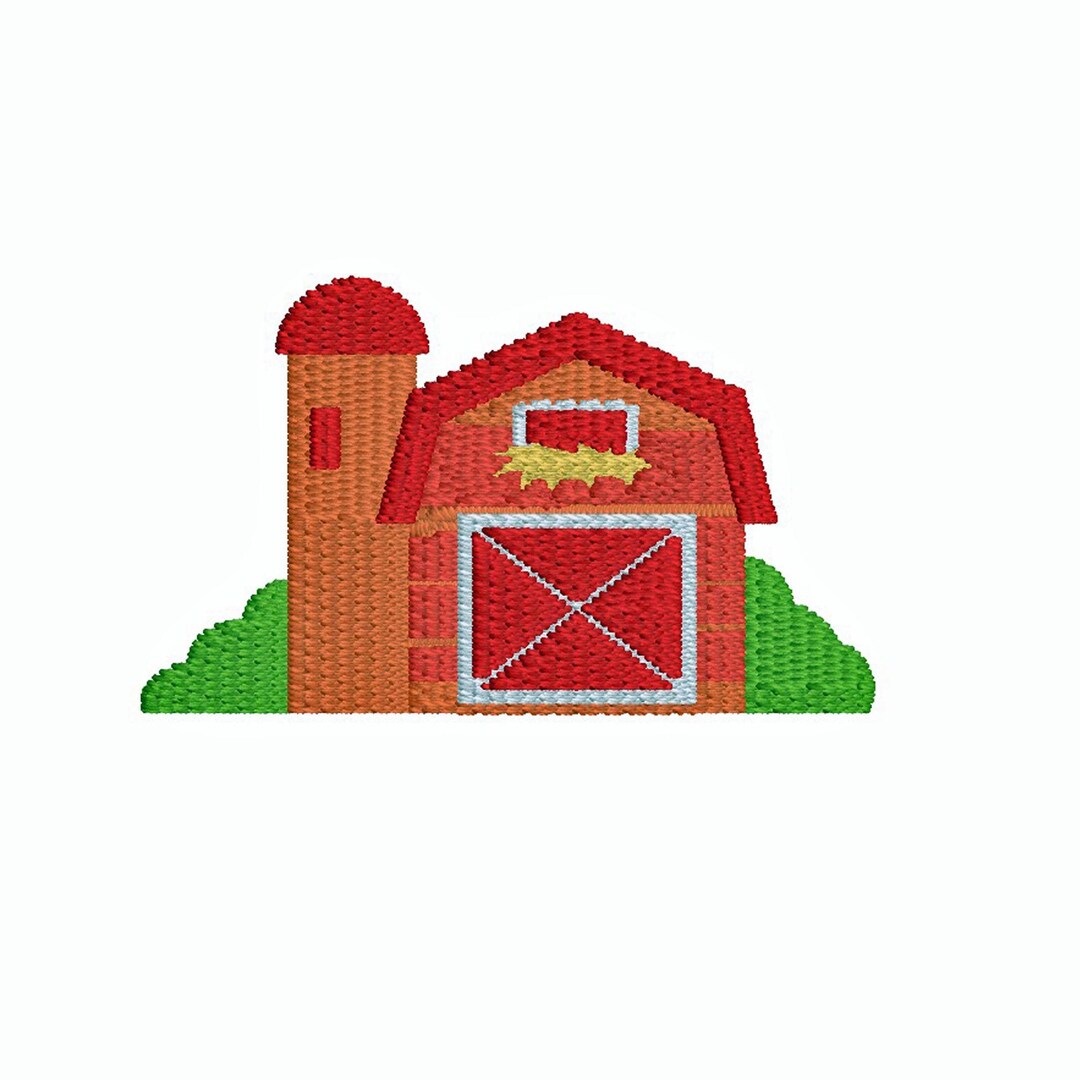 Barn Machine Embroidery Design: Farmhouse Fill Stitch (instant Download ...