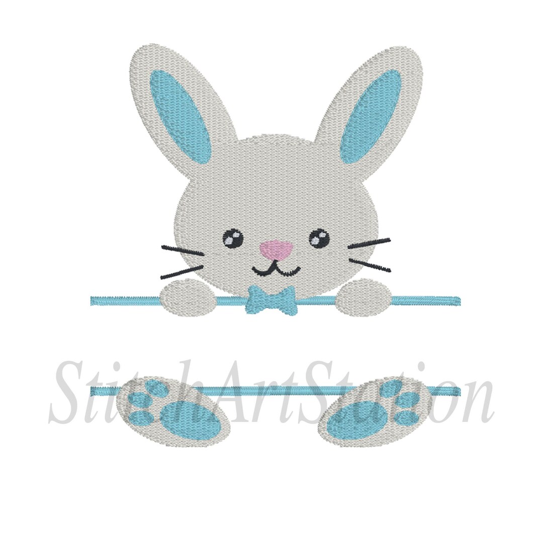 Bunny Boy Name Tag Embroidery Design: Personalized Easter Label ...