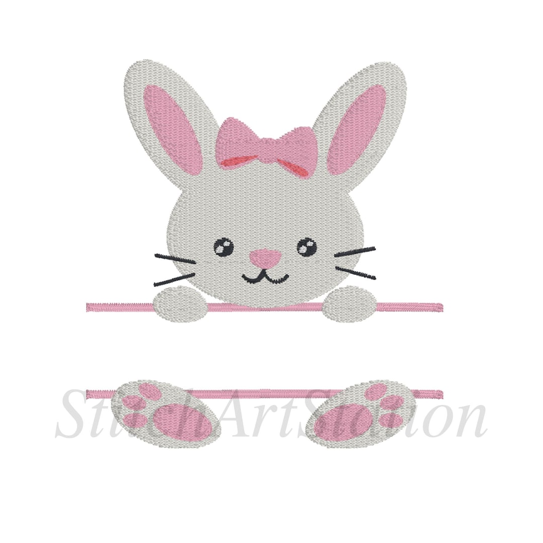 Bunny Girl Name Tag Machine Embroidery Design, Easter Bunny ...