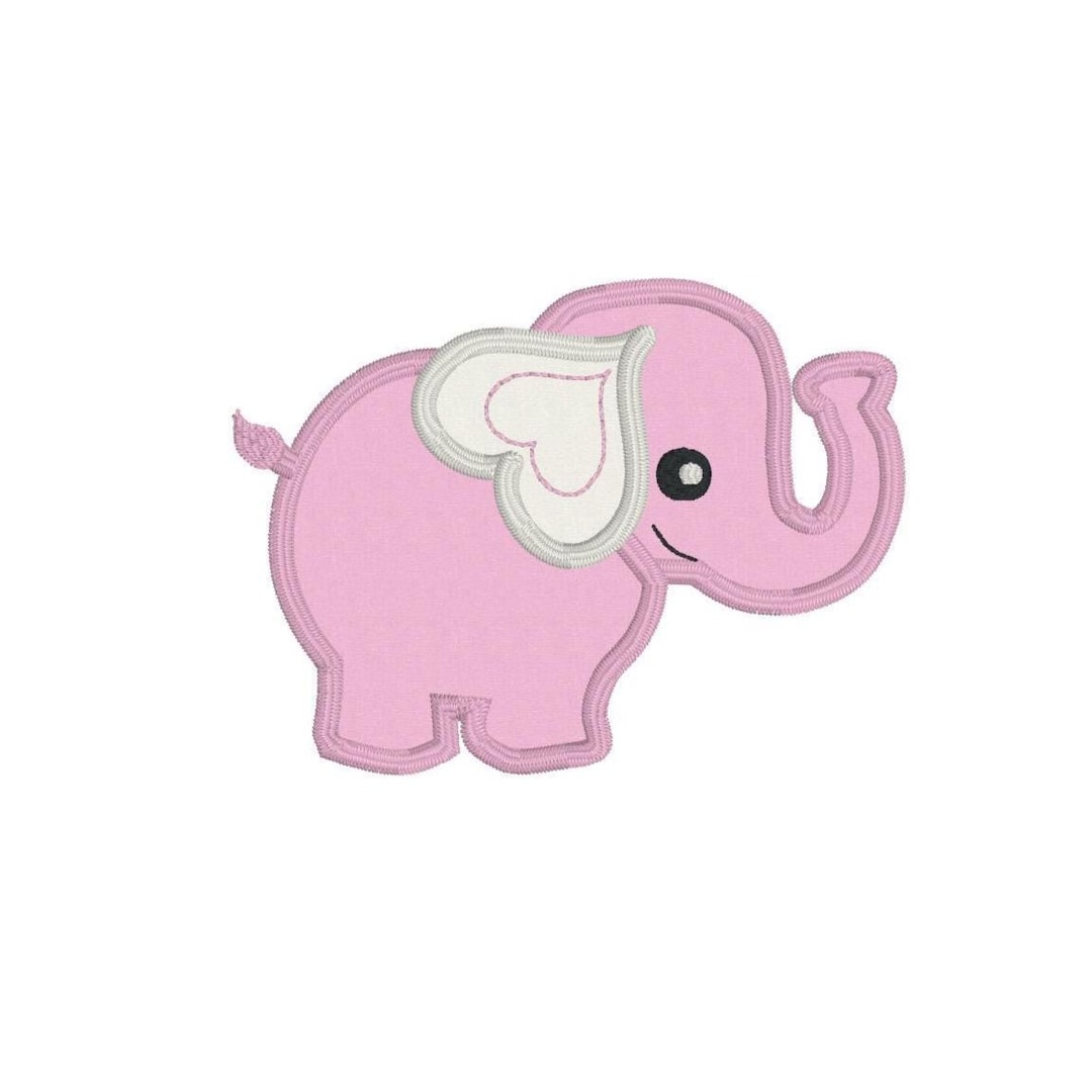 Heart Ear Elephant Applique Machine Embroidery Design, INSTANT DOWNLOAD ...