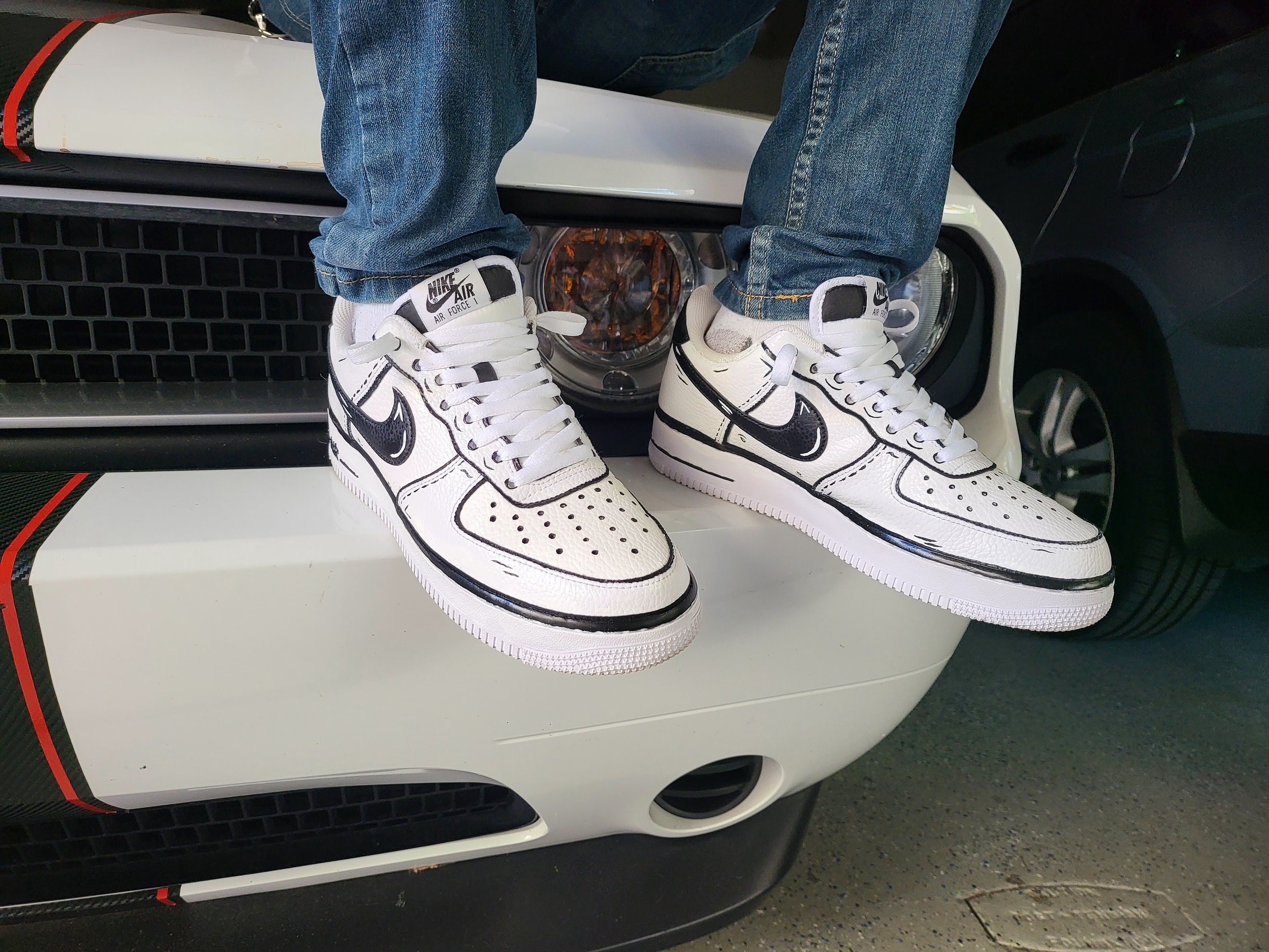 Black & White Doodle Art Kicks - Etsy