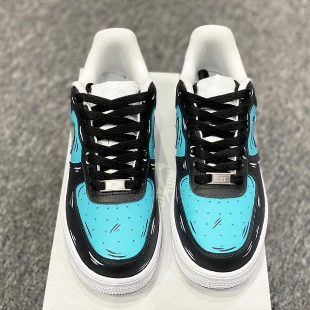 Black-n-turquoise Doodle Art Kicks - Etsy