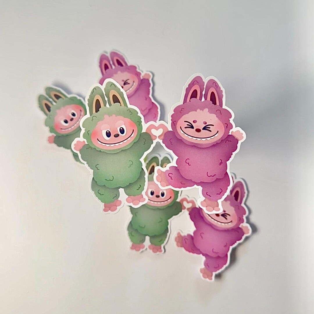 Matcha and Rose Labubu Vinyl Sticker - Etsy