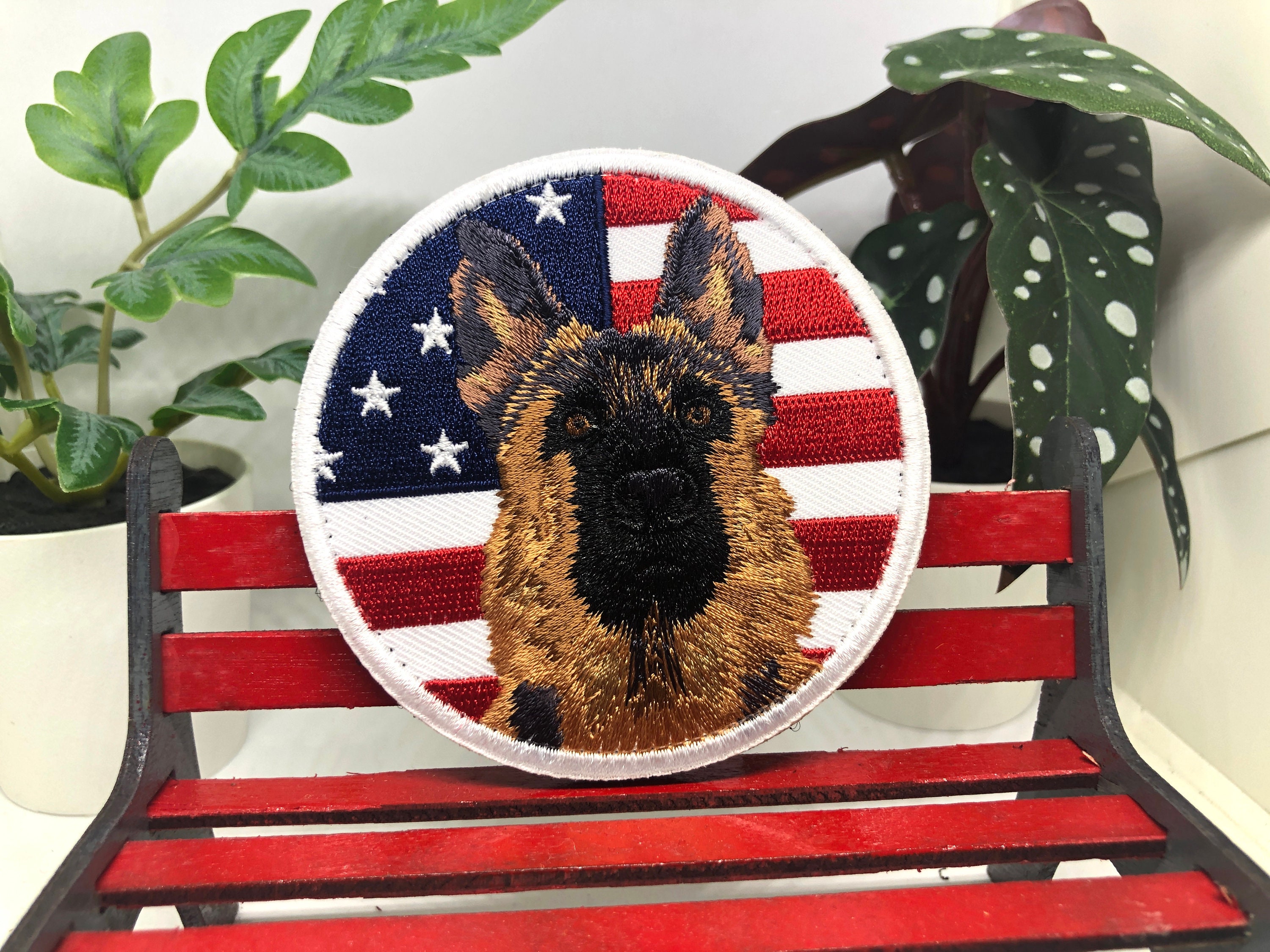 Round GSD German Shepherd USA Flag Background Patch Morale Tactical K9 ...