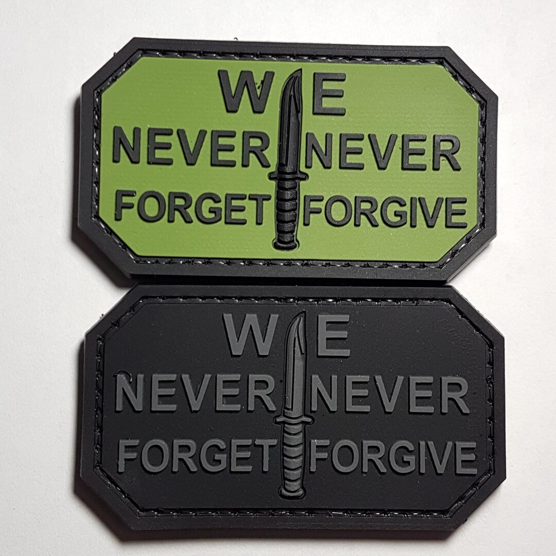 PVC We Never Forgive Forget ARMY Black Badge Gear Vest Bag Airsoft Bullet Hole Quote Tactical ...