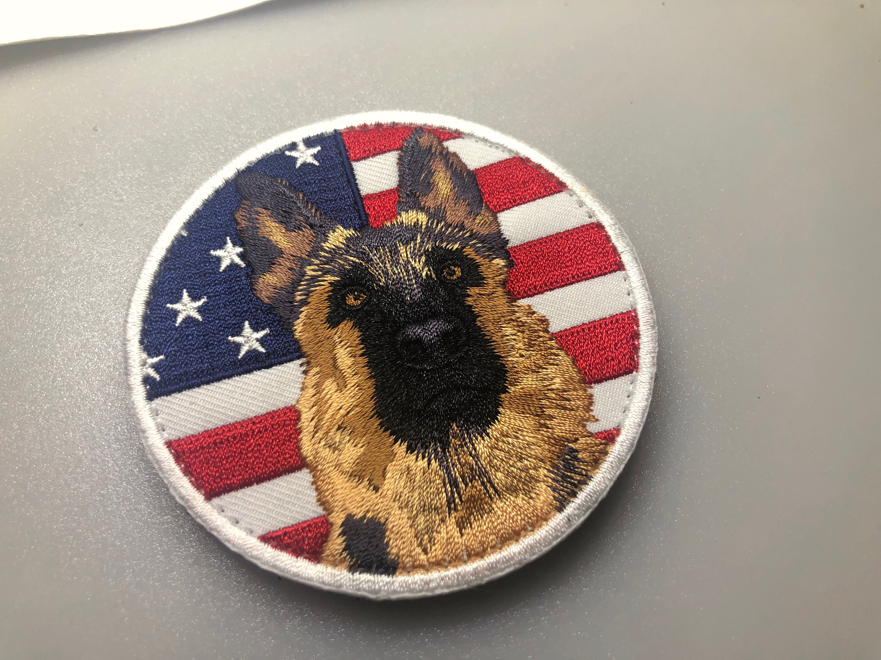 Round GSD German Shepherd USA Flag Background Patch Morale Tactical K9 ...