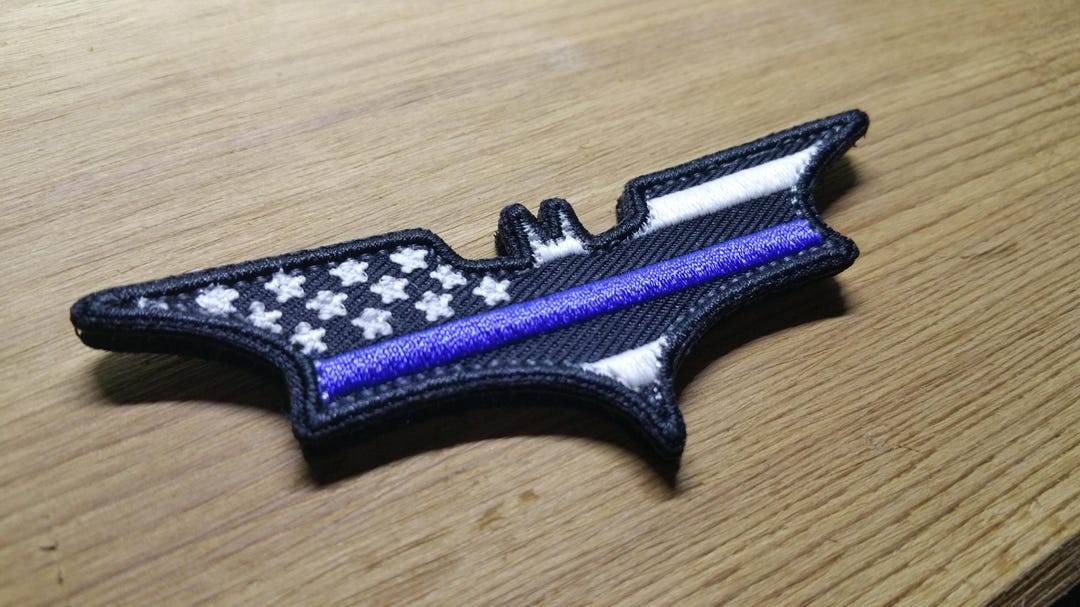 Bat Shape Police Blue Line Patch Morale Law Enforcment Badge Vest ...