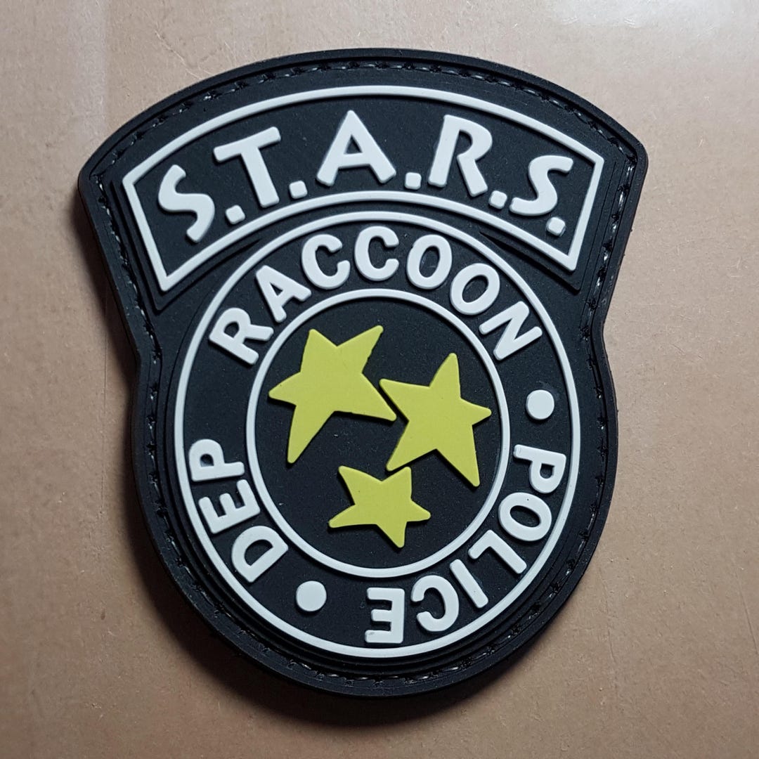 PVC S.T.A.R.S Raccoon DEP Police Motorcycle Patch Morale Black Badge ...
