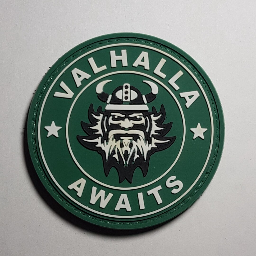 PVC VALHALLA AWAITS Viking Army Black Badge Gear Vest Bag Airsoft ...