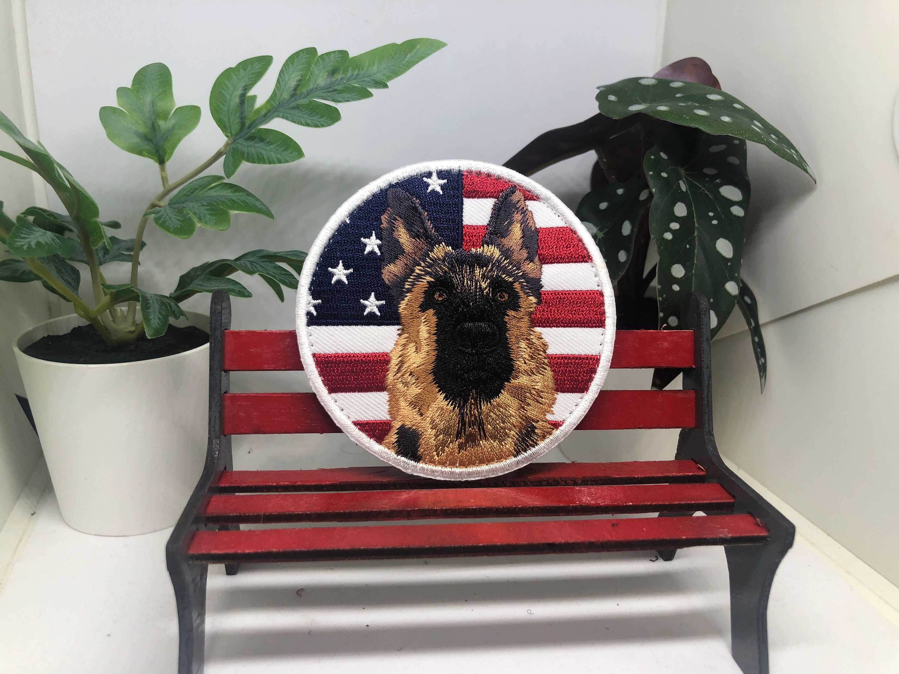 Round GSD German Shepherd USA Flag Background Patch Morale Tactical K9 ...