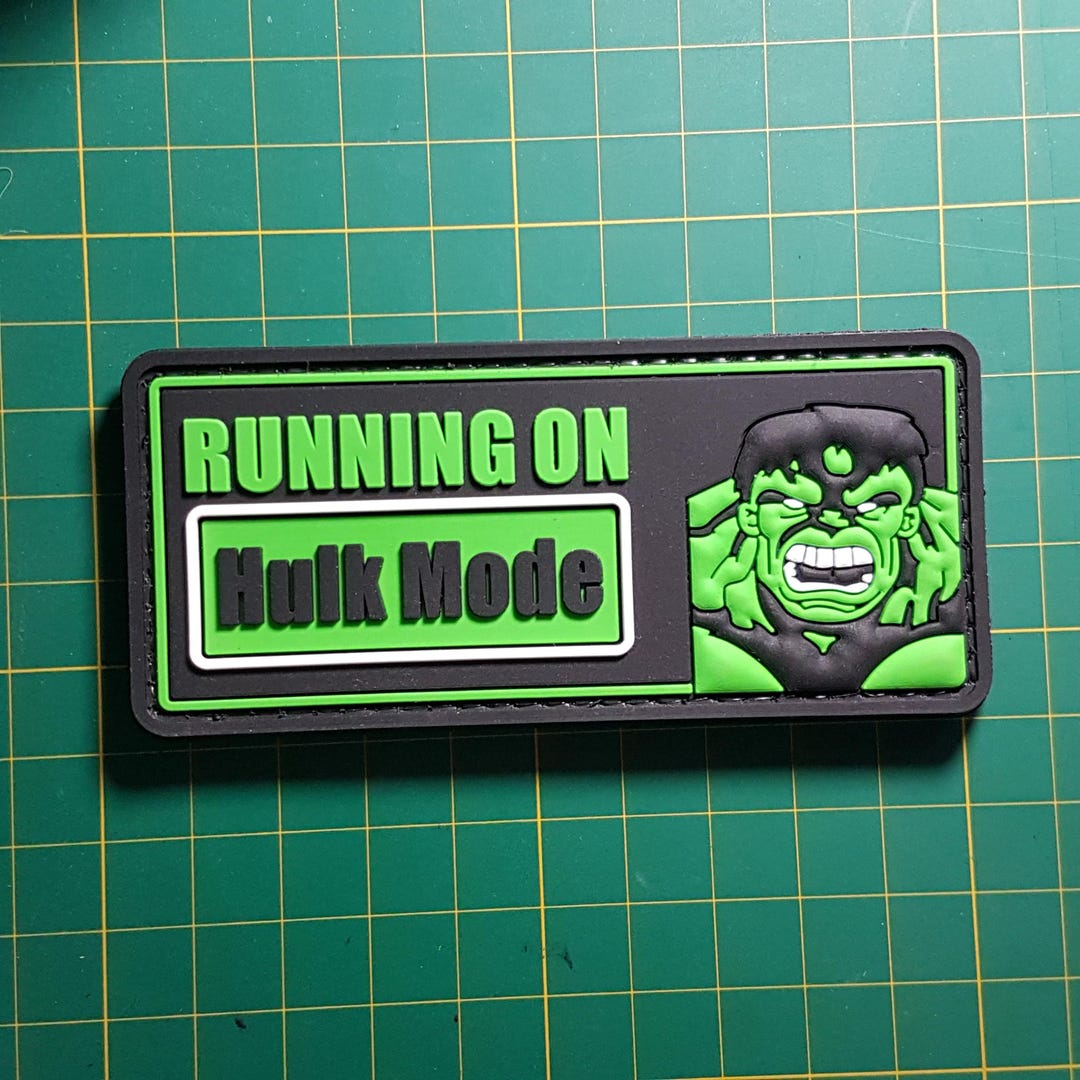 PVC Hulk Mode Running on Super Hero Army Police Patch Morale Black ...