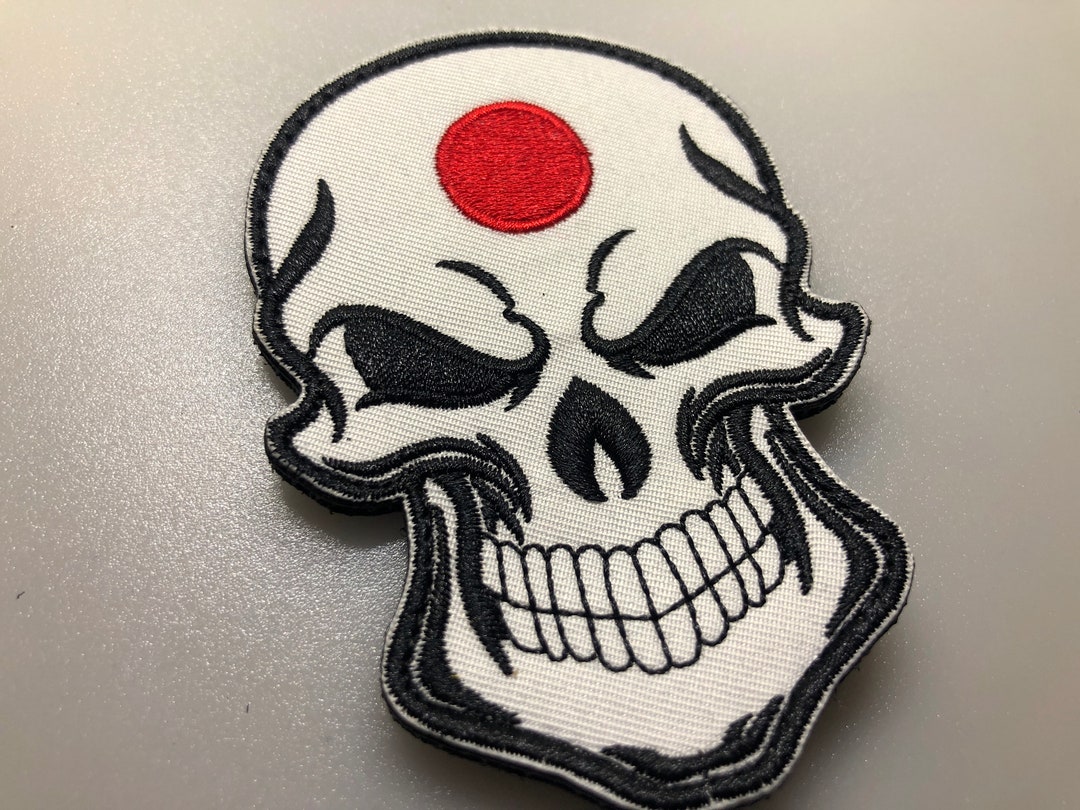 Japan Japanese Skull Rising Sun Mean Eyes Medic Shoulder Patch Morale Boost Tactical Operator ...