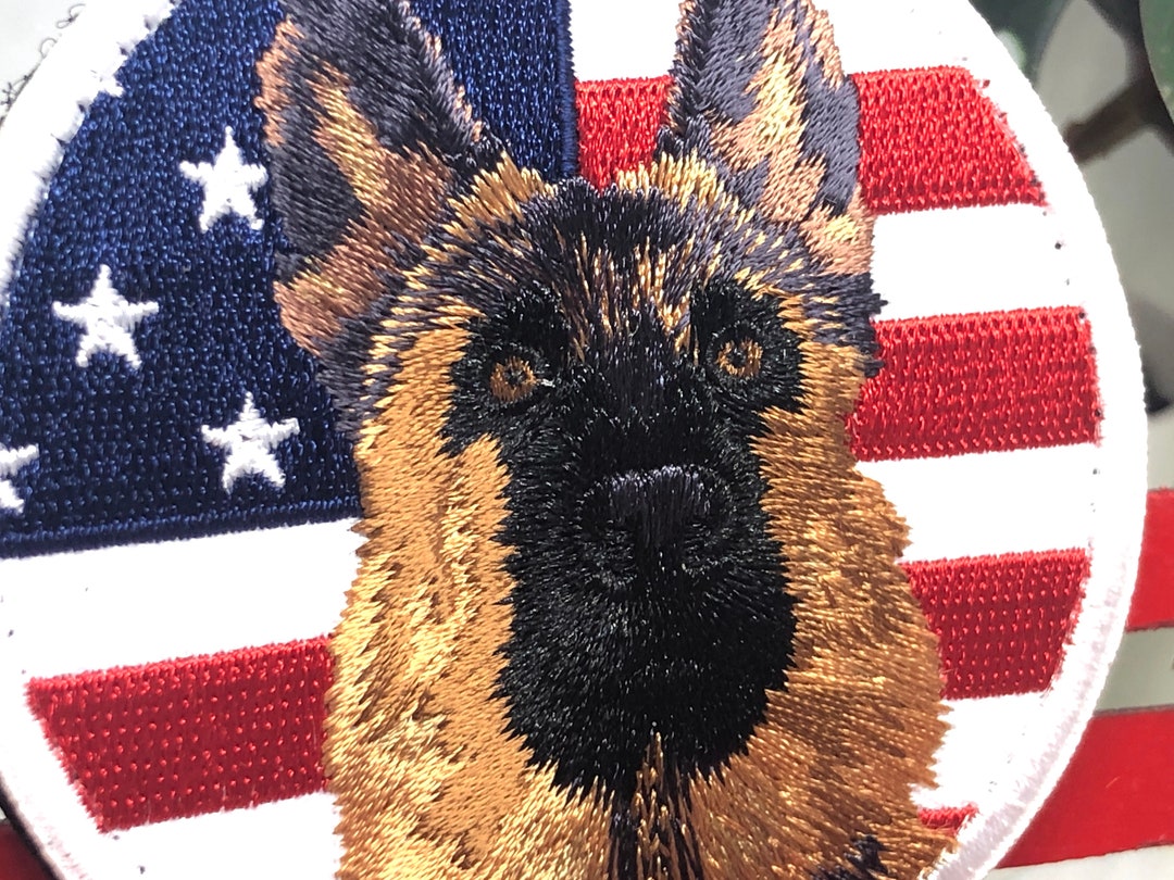 Round GSD German Shepherd USA Flag Background Patch Morale Tactical K9 ...