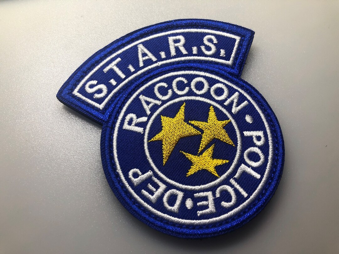 Blue Racoon Police Patch Morale Hook and Loop Embroidered Tactical Costume Resident Evil Movie ...