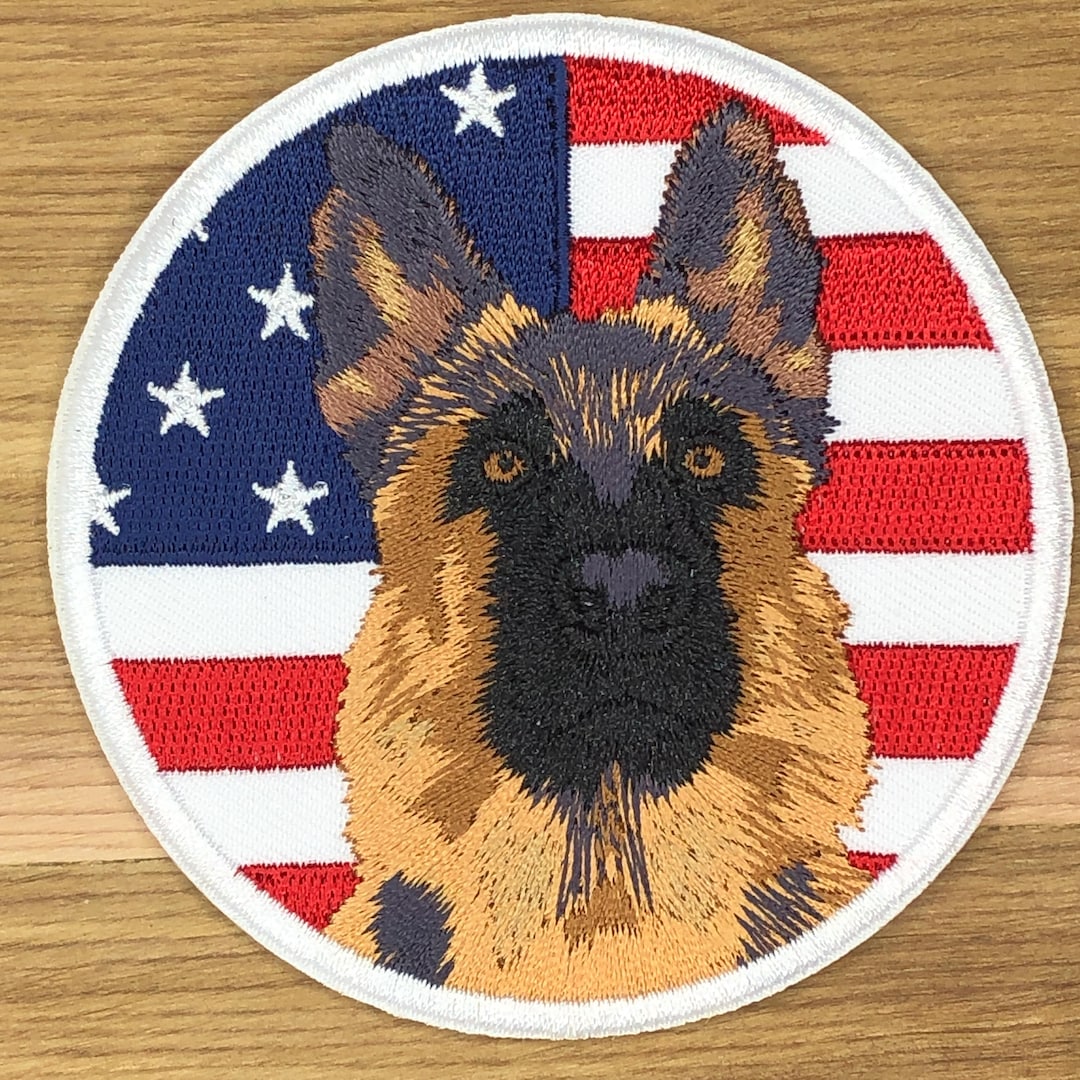 Round GSD German Shepherd USA Flag Background Patch Morale Tactical K9 ...