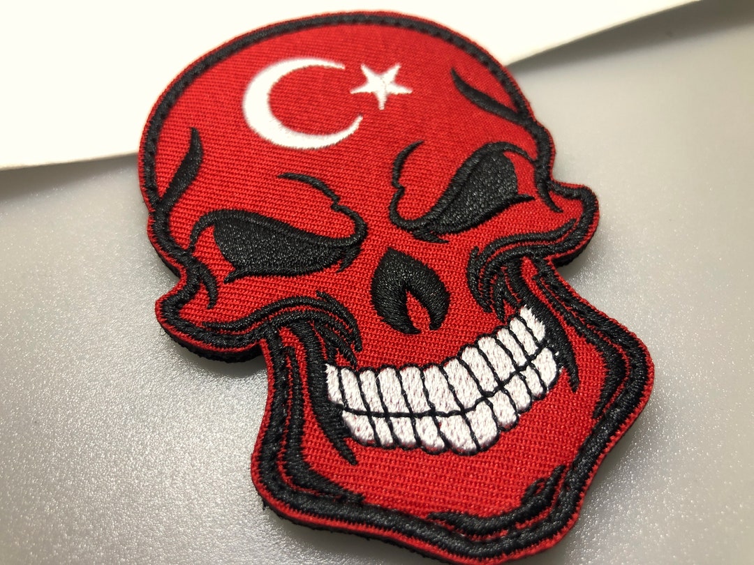 Türkiye Turkish Turkey Crescent Skull Mean Eyes Medic Shoulder Patch Morale Boost Tactical ...