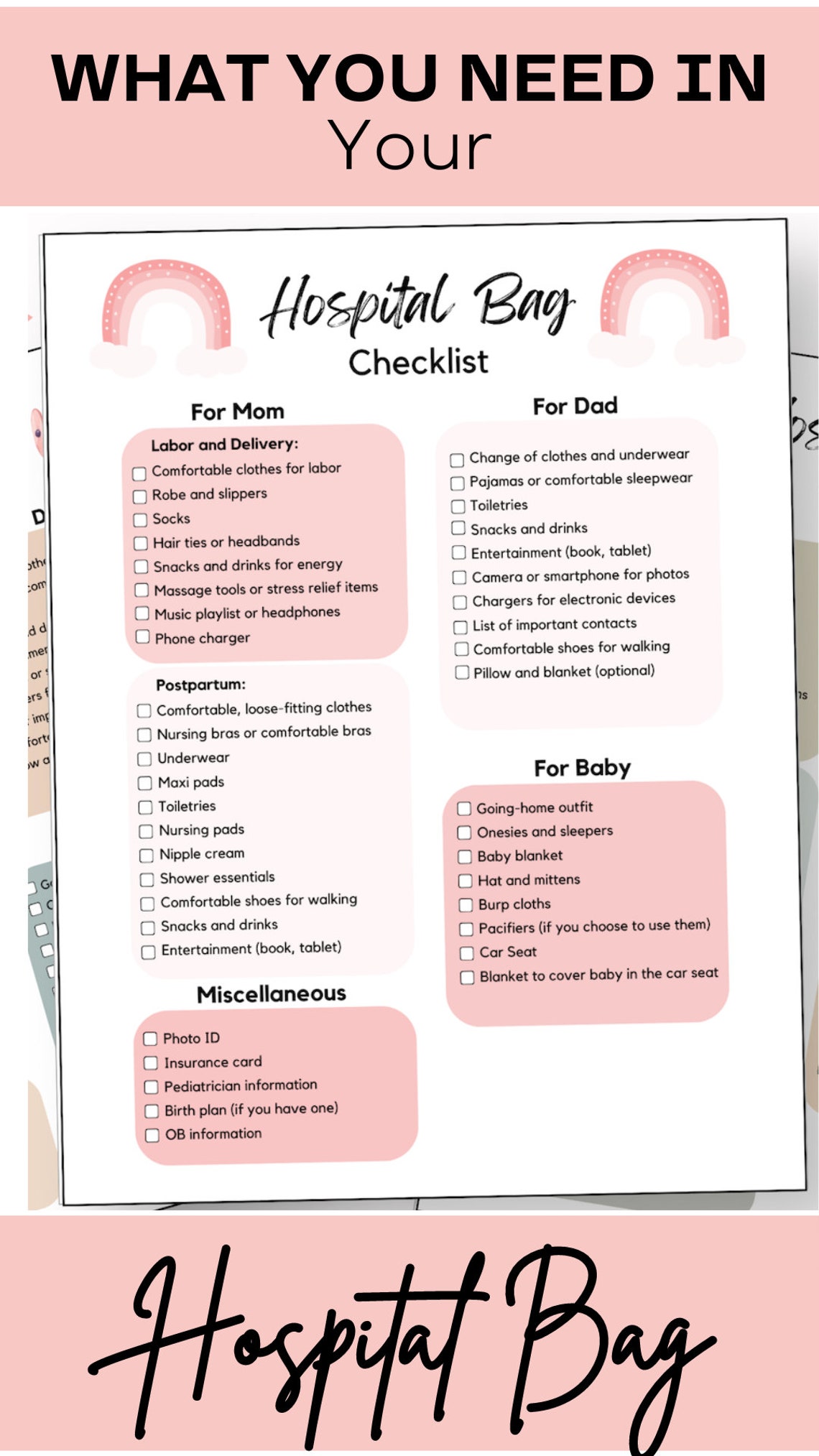 Hospital Bag Checklist for Labor Essentials to Pack for Childbirth Must ...