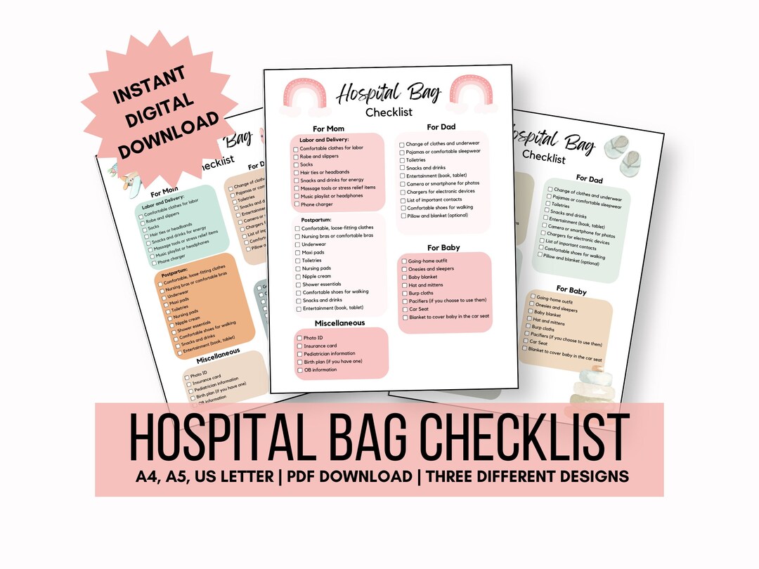 Hospital Bag Checklist for Labor Essentials to Pack for Childbirth Must ...