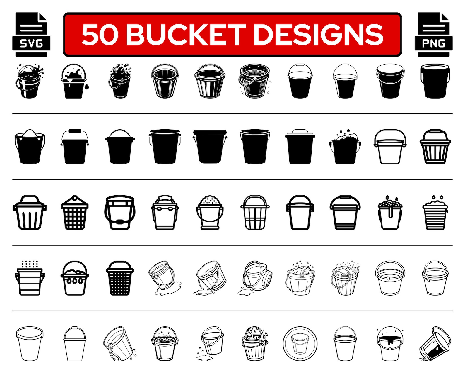 Bucket SVG - Bucket SVG Bundle - Bucket SVG Files for Cricut - Bucket ...