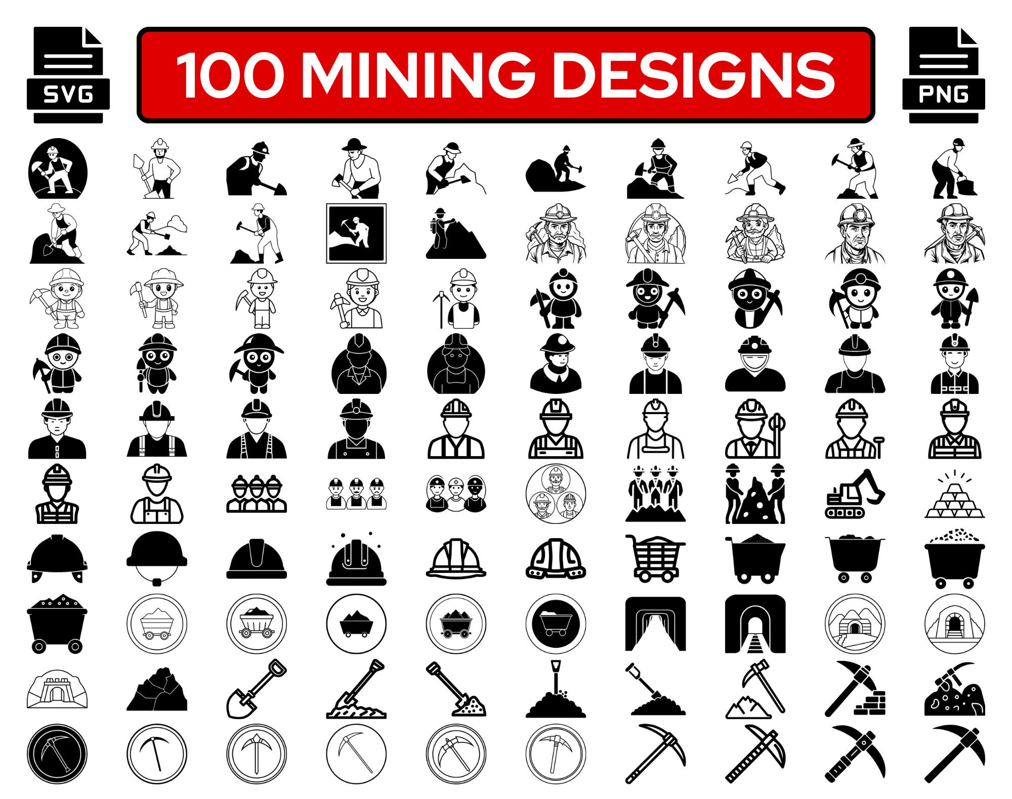 Mining SVG Miner SVG Bundle Mining SVG Files for Cricut Mining Cut File ...
