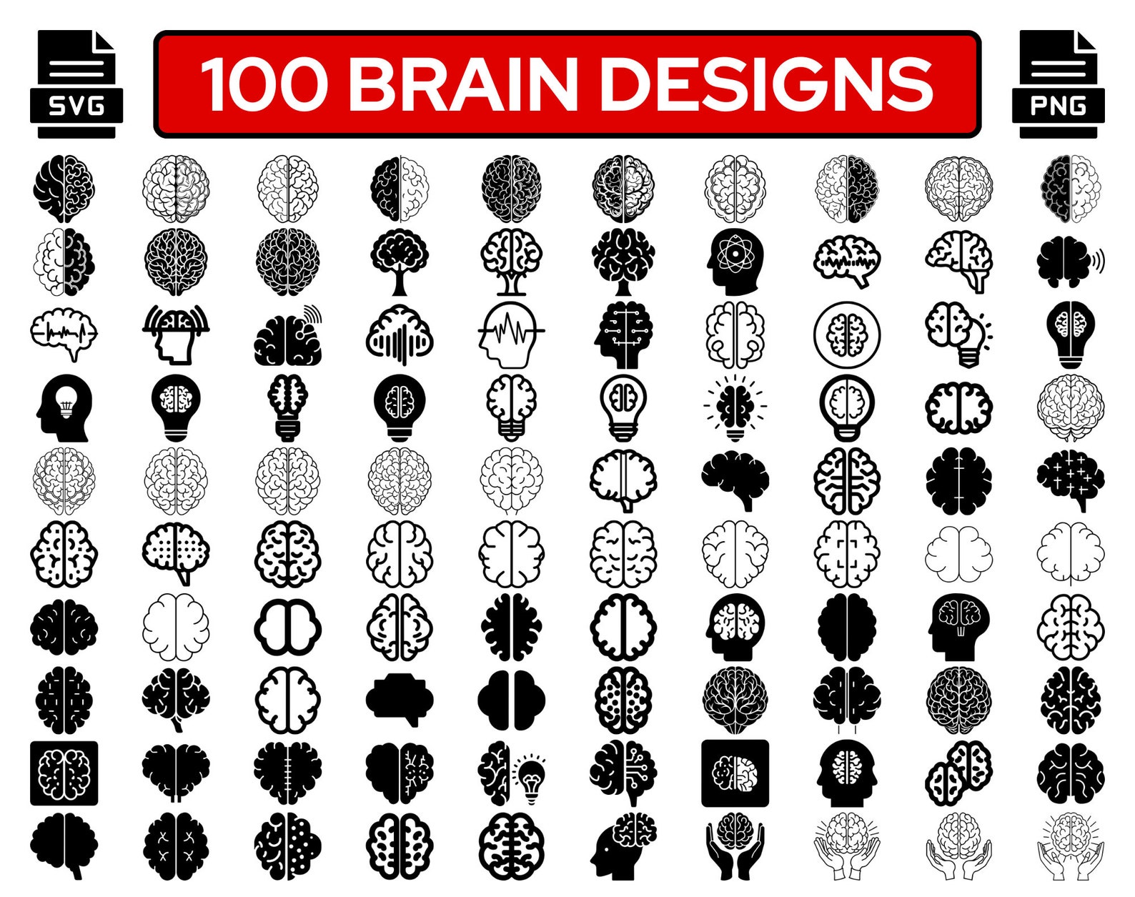 Brain SVG Brain SVG Bundle Brain SVG Files for Cricut Brain Cut File ...