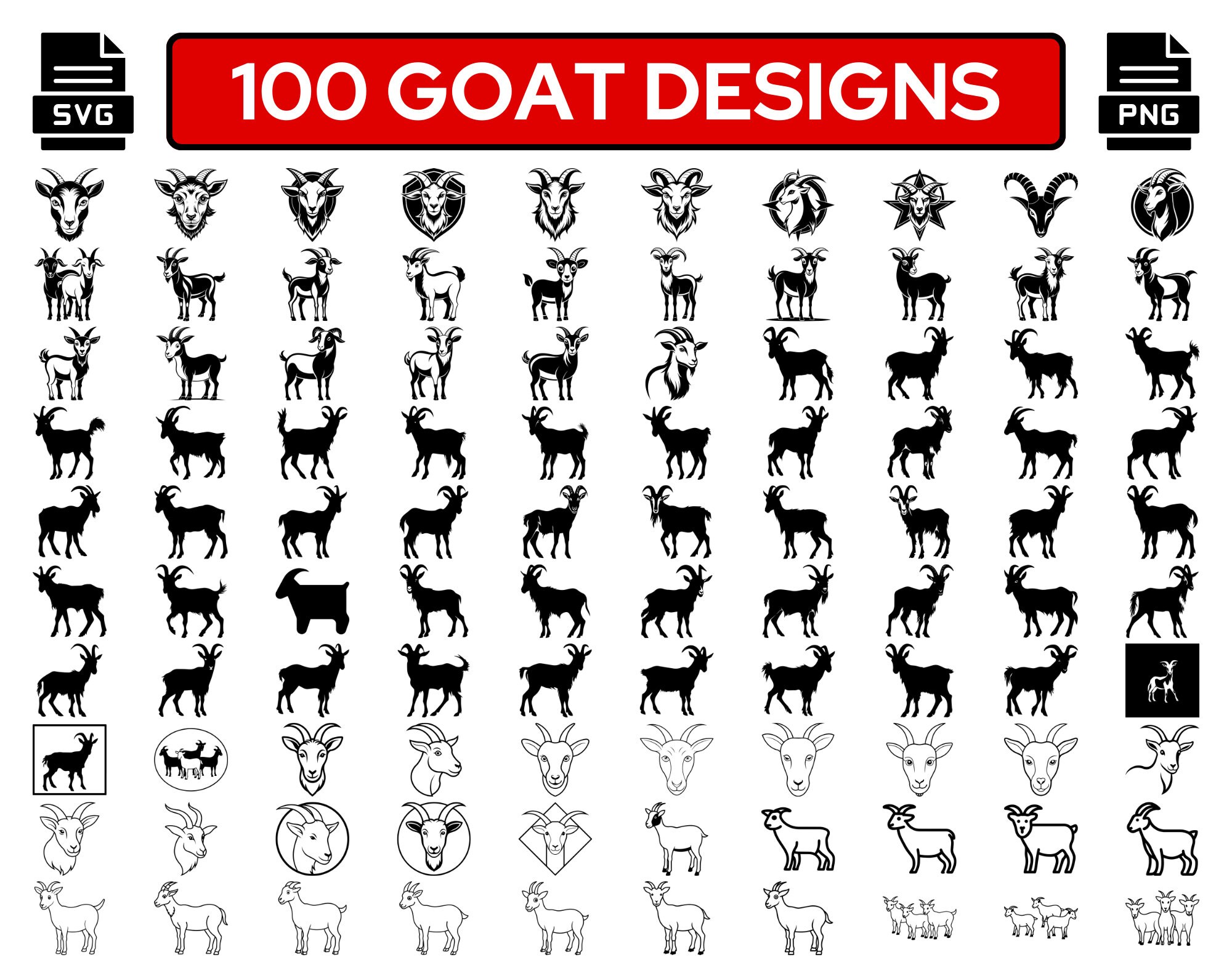Goat SVG - Goat SVG Bundle - Goat SVG Files for Cricut - Goat Cut File ...