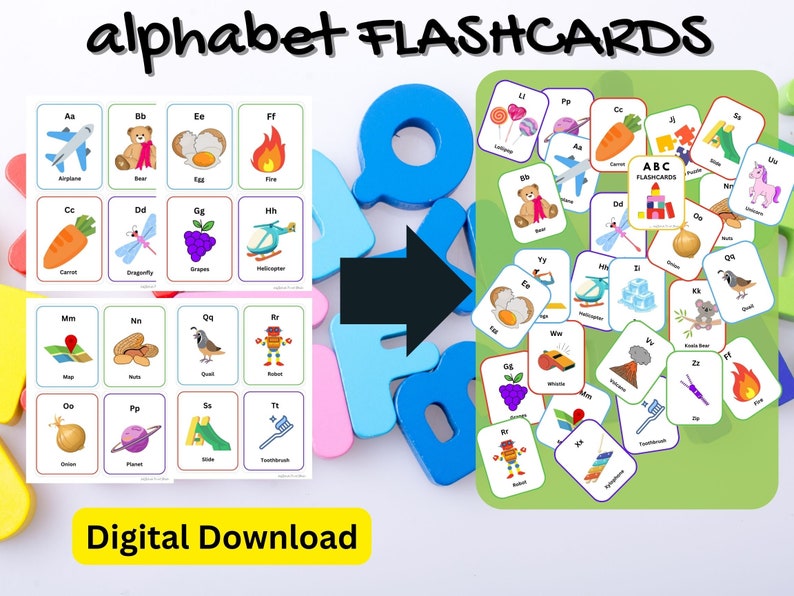 Alphabet Flashcards - Etsy