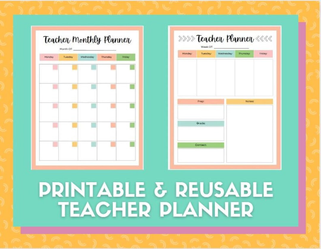 Printable and Reusable Teacher Planners - Etsy