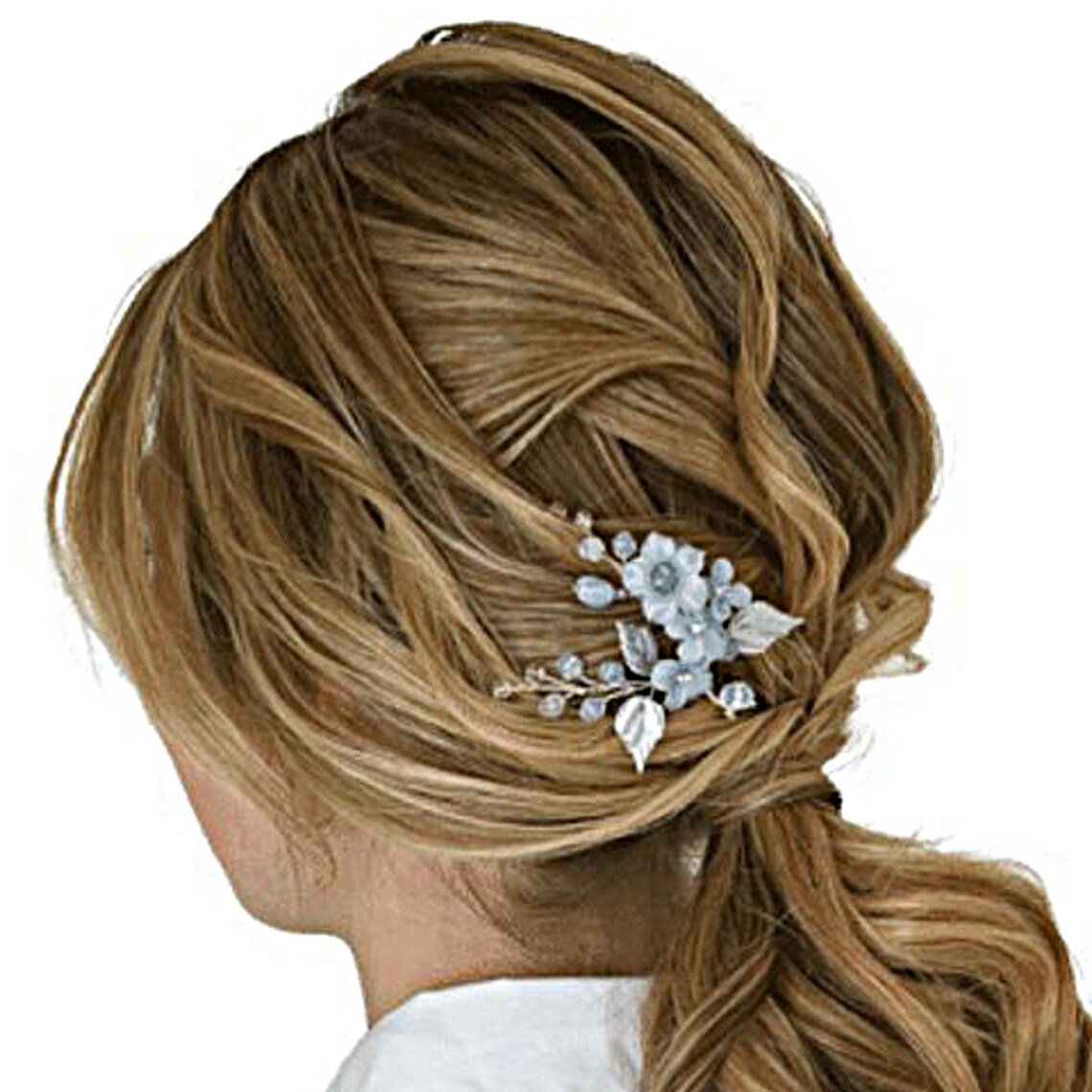 Dusty Blue Flowers Hair Pins Set of 3, Light Blue Bridal Hair Piece ...