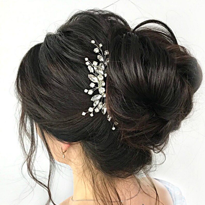 Crystal Bridal Comb, Silver Rhinestone Hair Comb, Bridal Hair Jewelry ...