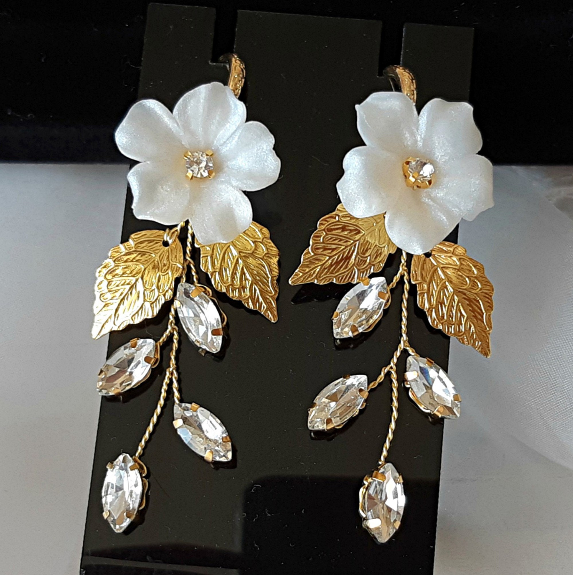 Boho Bridal Jewelry Set, Bridal Floral Jewelry Set, White Flower ...