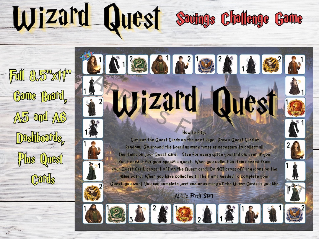 Wizard Quest Harry Potter Themed Savings Challenge Game - Etsy