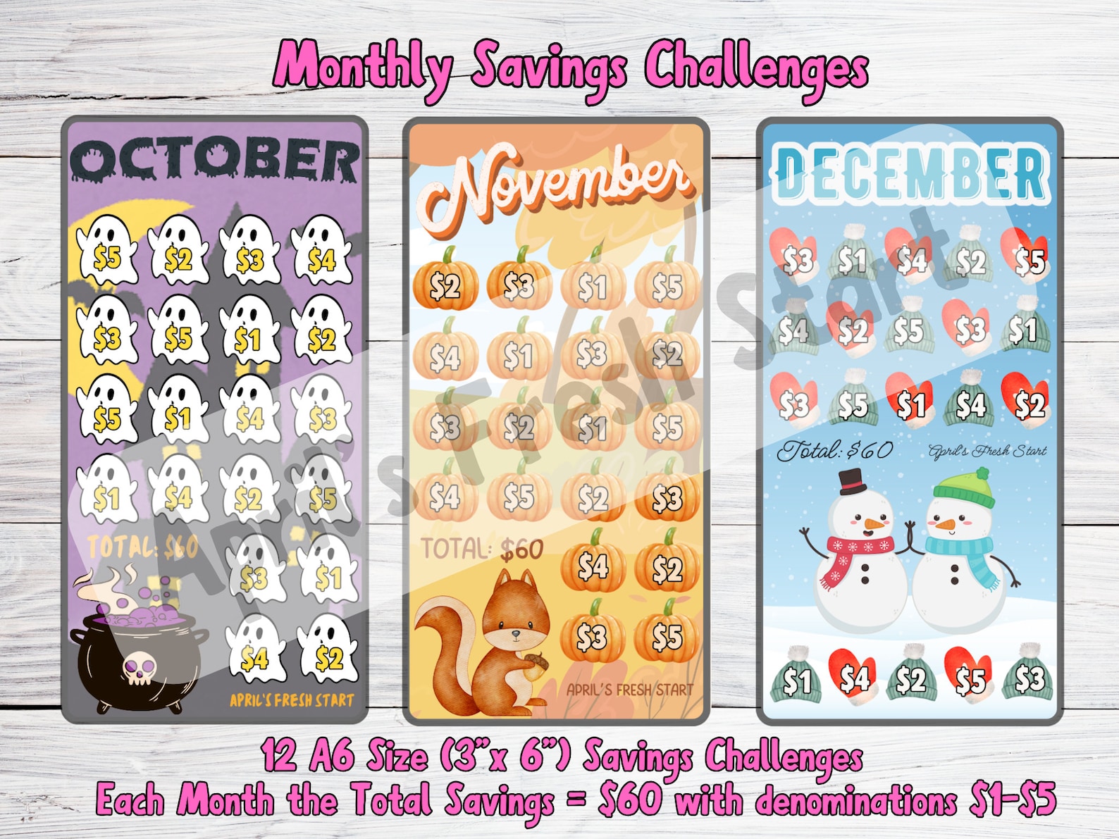 Monthly Saving Challenges ~ 12 Month Savings Challenges - Etsy